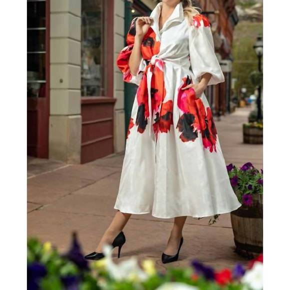 Samuel Dong | Dresses | New Samuel Dong Puff Sleeve Dress Whitered In ...